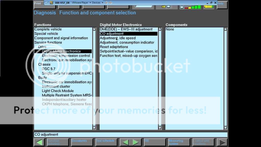 What is "Diagnosis Function and Component Selection" for?